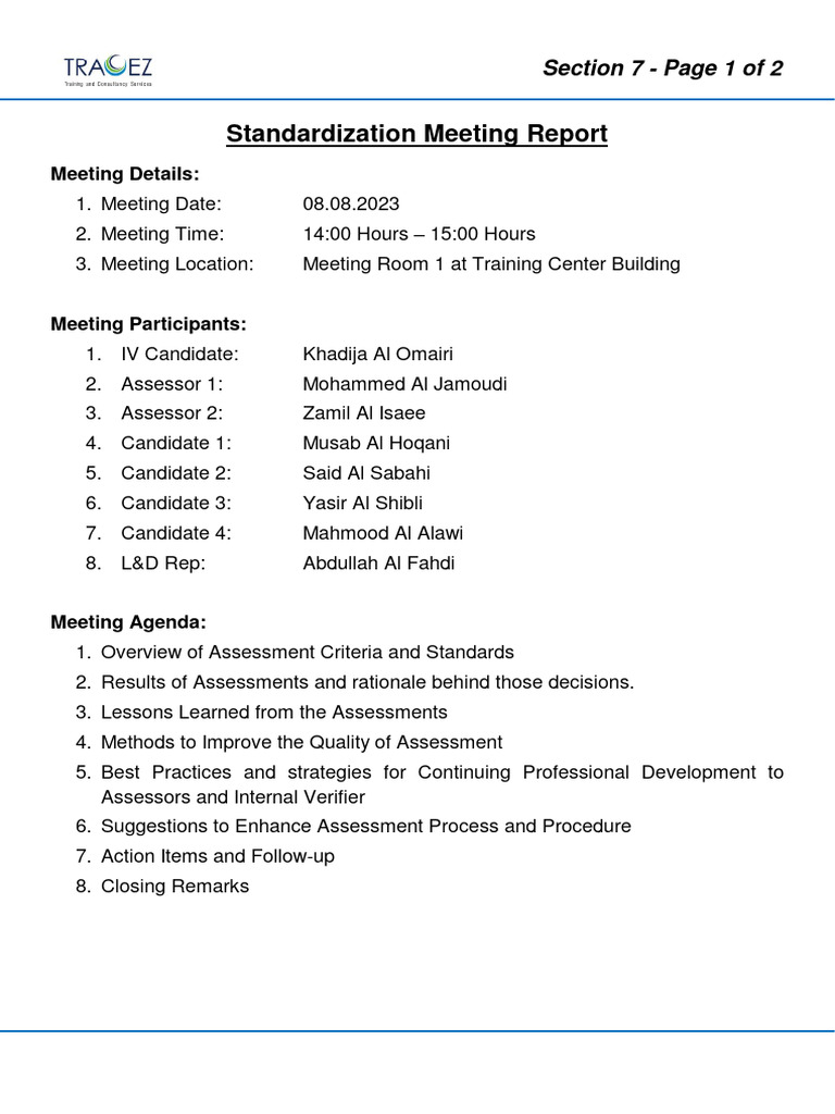 7_Standardization Meeting Report | PDF