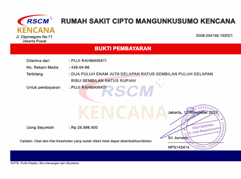 Incoive RSCM Kencana | PDF