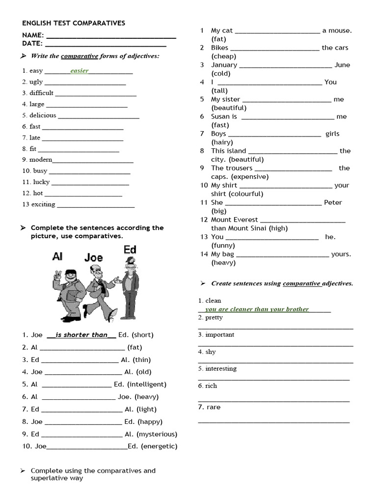 Comparatives English Test | PDF | Syntax | Grammar