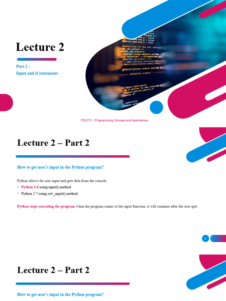 ITE3711 - Lecture2.2 - Input and If Statements | PDF | Body Mass Index | Command Line Interface