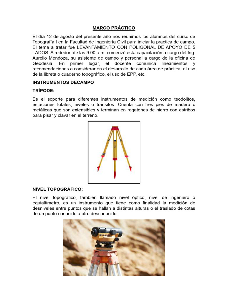 Marco Práctico - Parte de Nivelación | PDF | Topografía