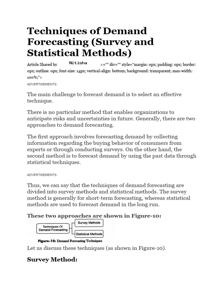 Techniques of Demand Forecasting | PDF | Regression Analysis | Forecasting