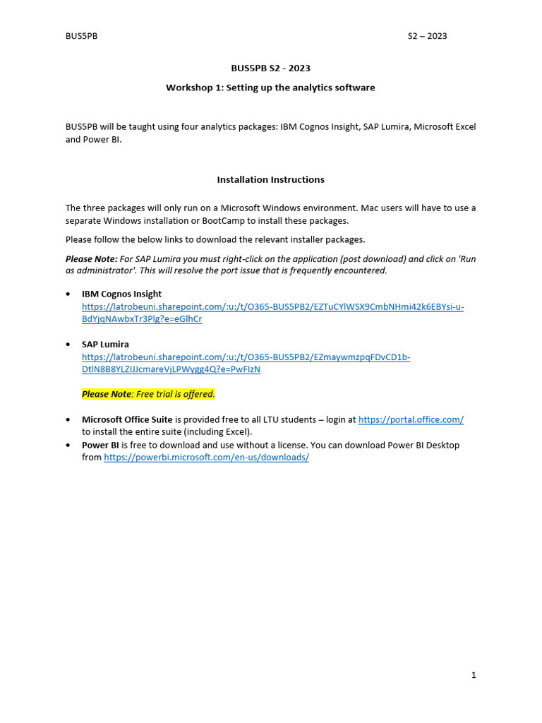 BUS5PB-Workshop 1 Tools Setup | PDF | Operating System Families | Computing