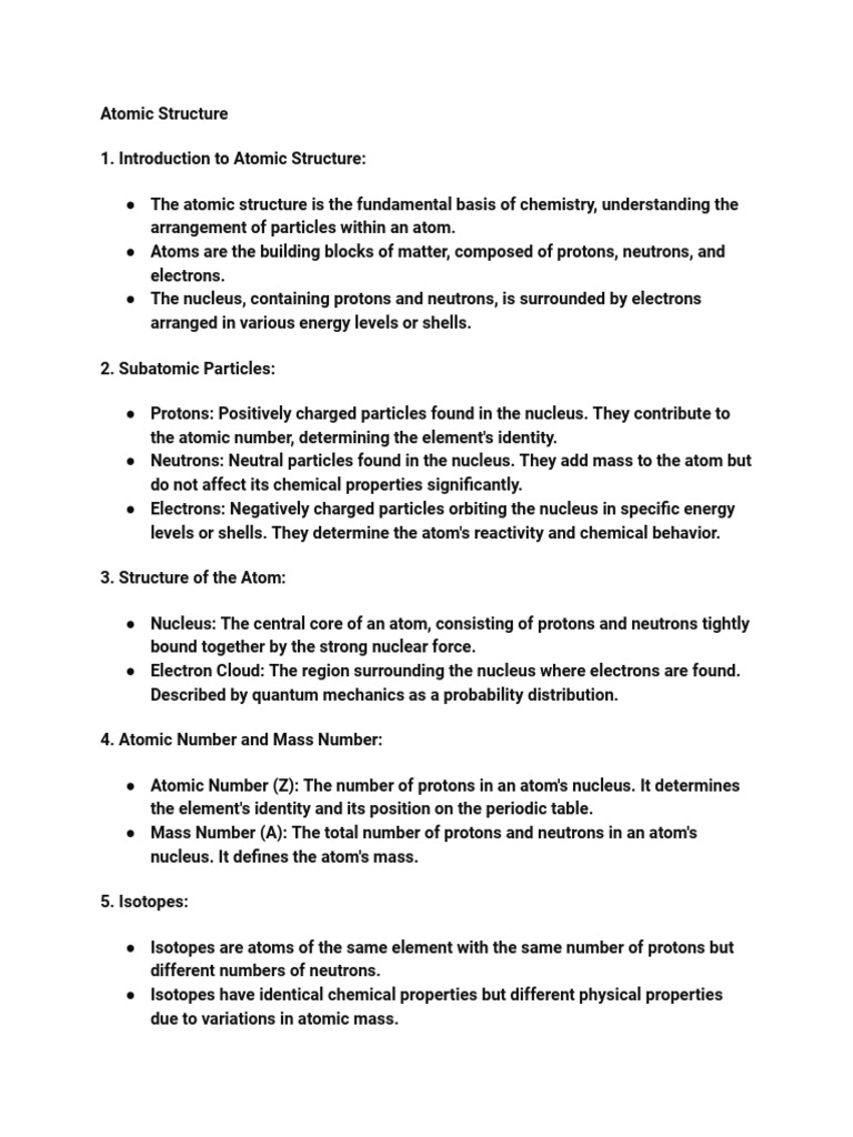 Atomic Structure | PDF | Atoms | Atomic Nucleus