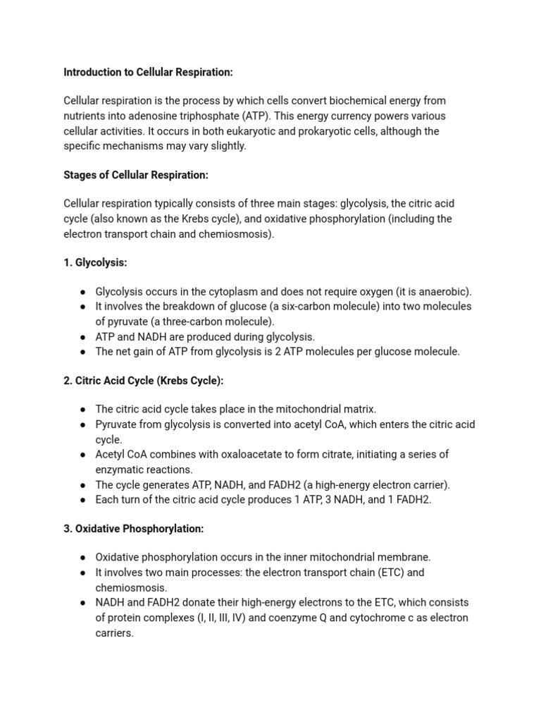 Introduction to Cellular Respiration | PDF | Cellular Respiration ...