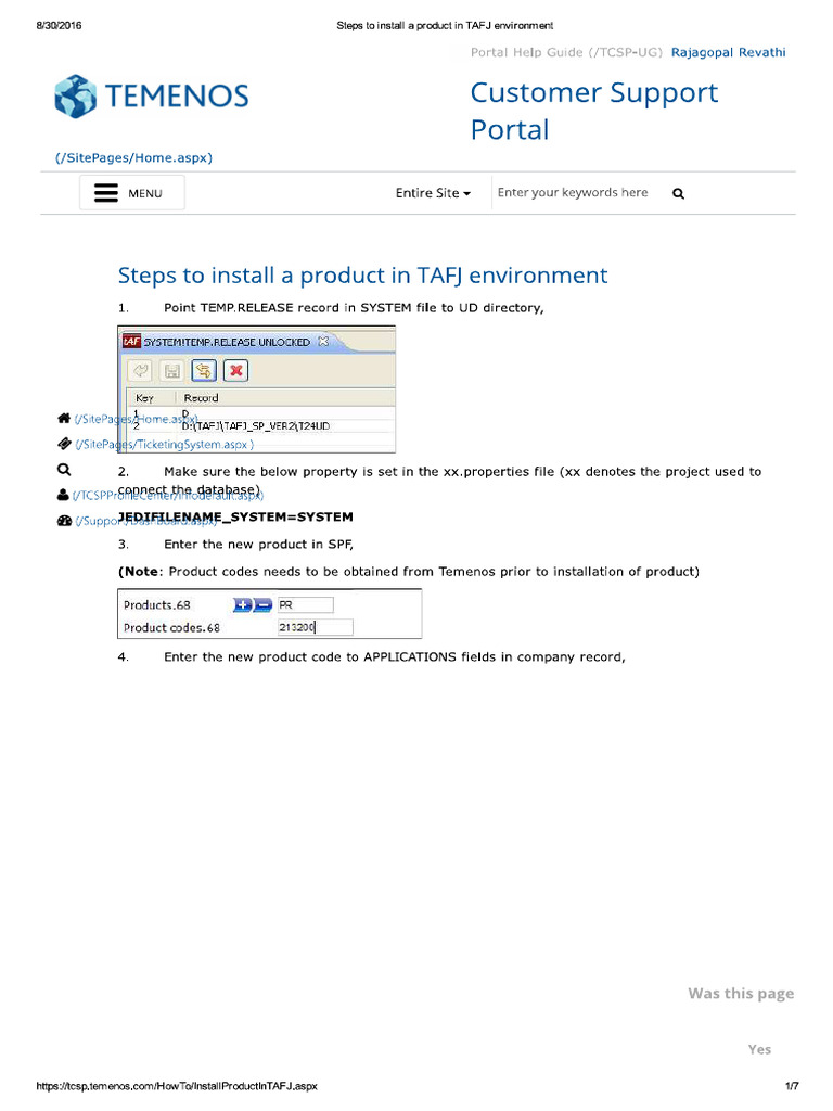 Steps To Install A Product in TAFJ Environment | PDF