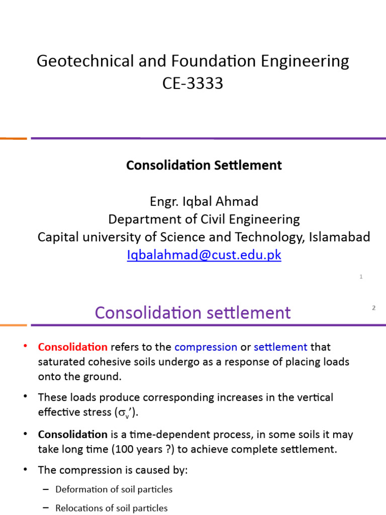 Lec 03 Consolidation Settlement | Download Free PDF | Civil Engineering ...