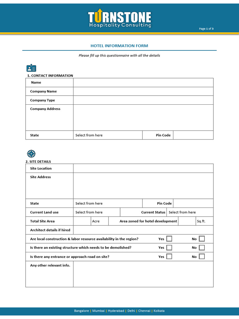 Hotel Information Questionnaire Form | PDF | Hotel