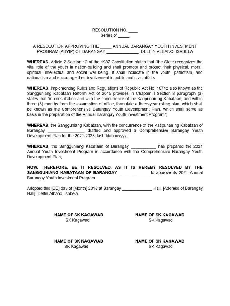 1.6.2 FAS Resolution Adopting ABYIP | PDF