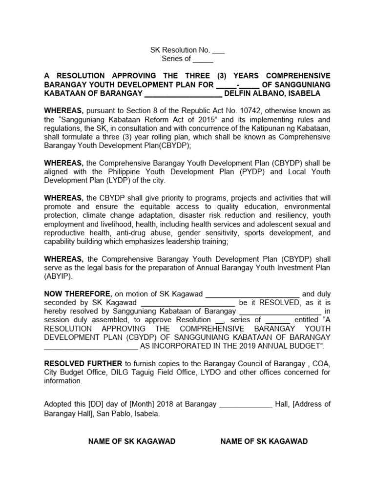 CBYDP FAS Resolution Adopting The CBYDP | PDF