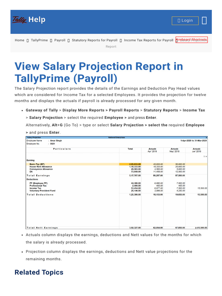 Salary Projection Tally | PDF