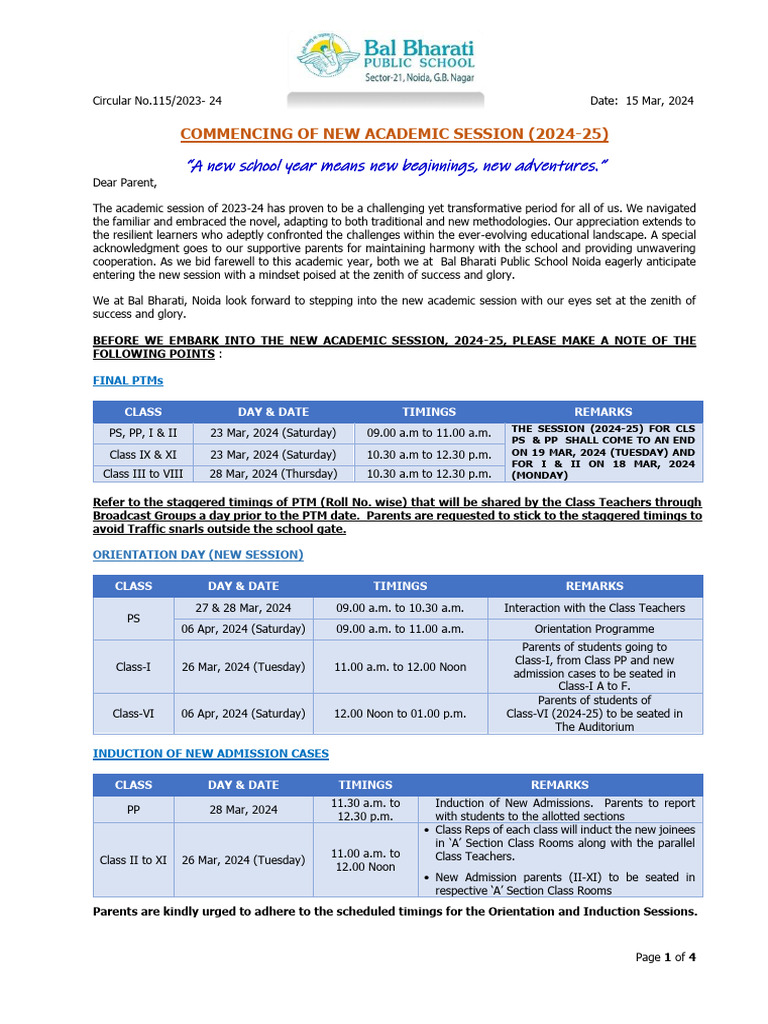 New Academic Session 2024-25 Details | PDF | Identity Document