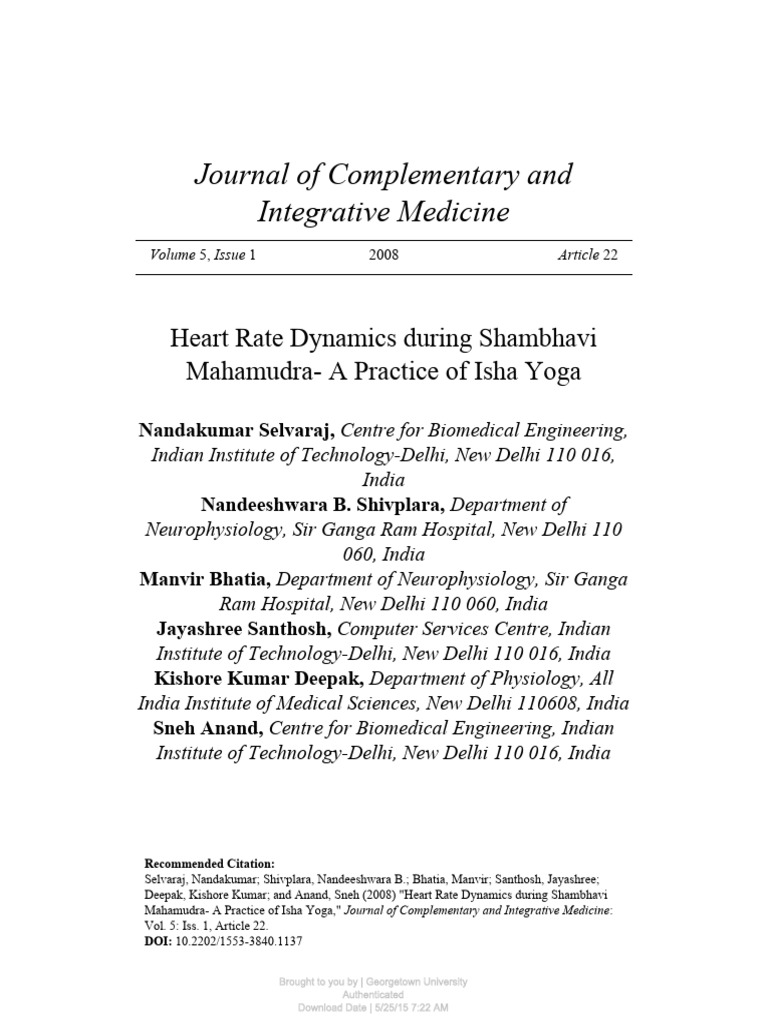 Journal of Complementary and Integrative Medicine | PDF