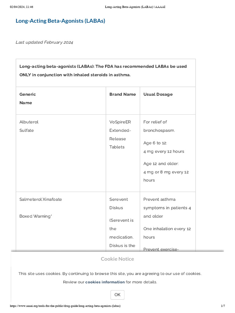 Long-Acting Beta-Agonists (LABAs) - AAAAI | PDF | Chronic Obstructive ...