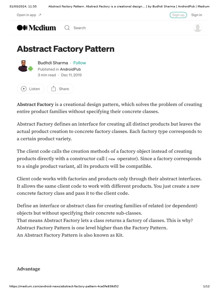 Abstract Factory Pattern. Abstract Factory Is A Creational Design - by ...