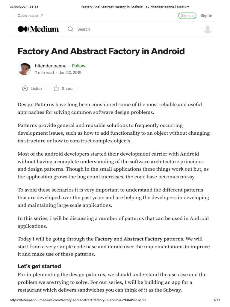 Factory and Abstract Factory in Android | PDF | Android (Operating ...