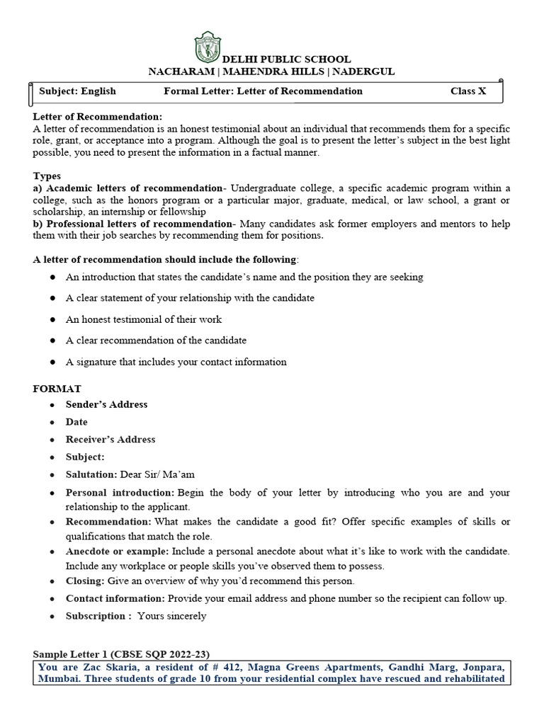 Letter of Recommendation | PDF