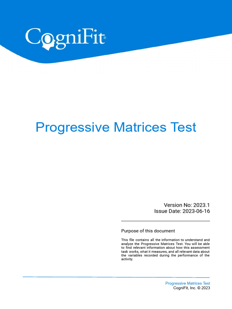 Progressive Matrices Test | PDF | Accuracy And Precision | Information