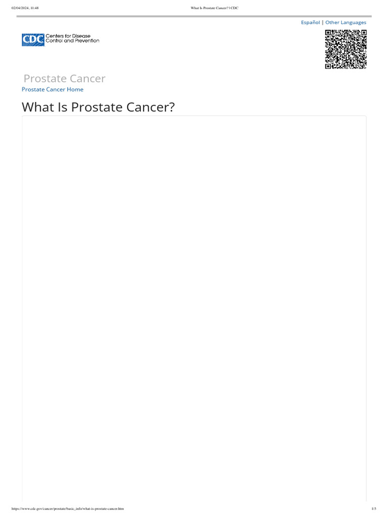 What Is Prostate Cancer - CDC | PDF