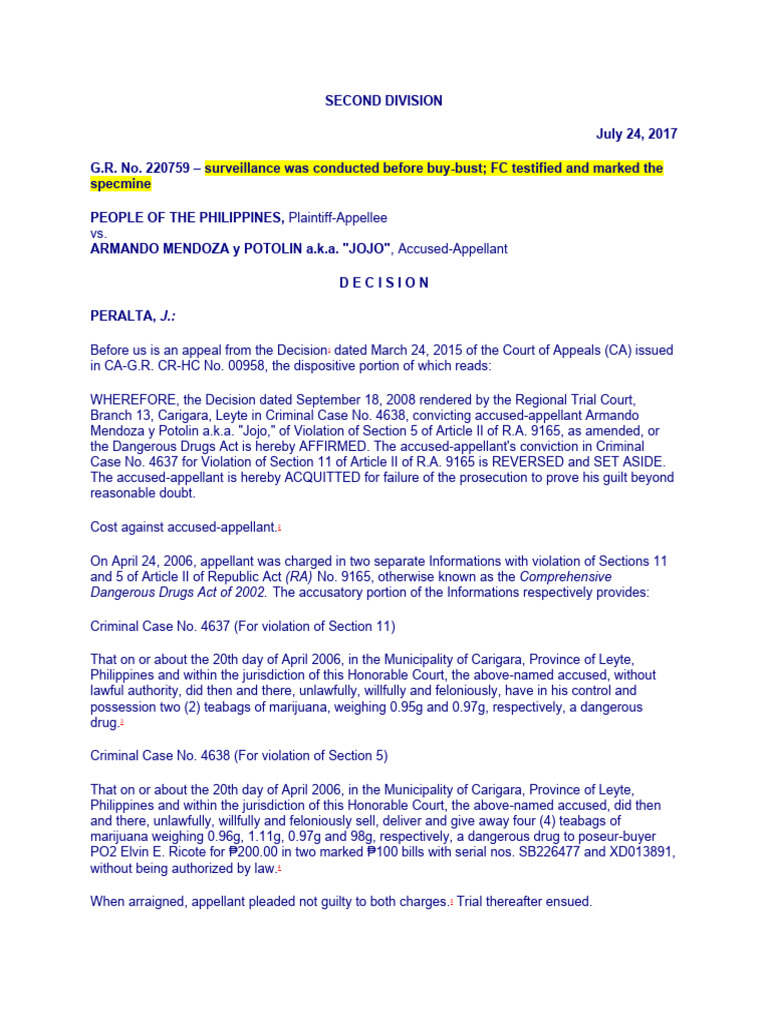 Sec 5 and 11 RA 9165 - Conviction | PDF | Entrapment | Reasonable Doubt