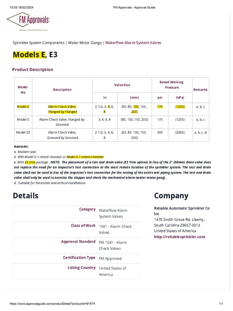 Models E, E3: Product Description | Download Free PDF | Valve | Fire ...