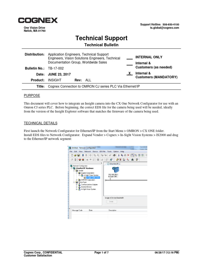 Guide Ethernet IP COGNEX-Sysmac | PDF | Computer Network | Internet Protocols