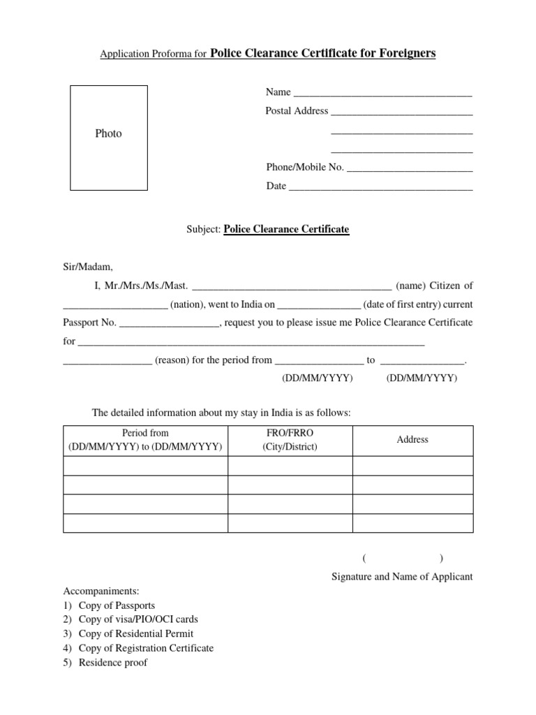 1640945128application For Police Clearance Certificate For Foreigners | PDF | Travel Visa | Passport