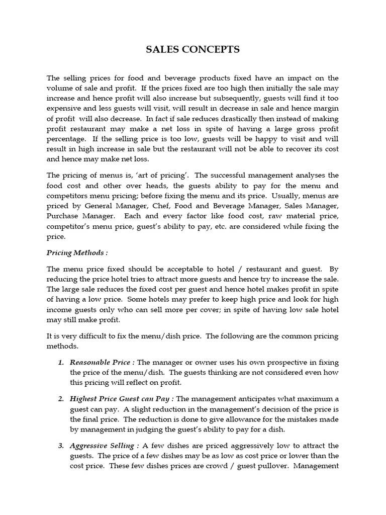 Sales Concepts | PDF | Menu | Cheque