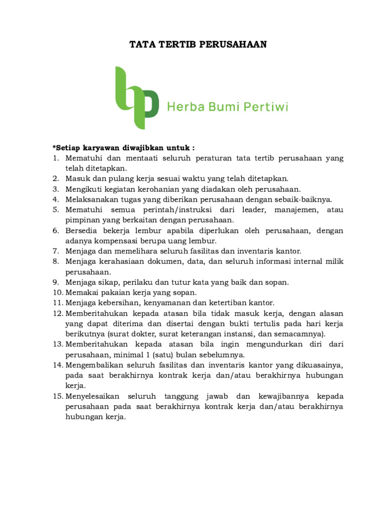 HBP - Tata Tertib Kantor | PDF