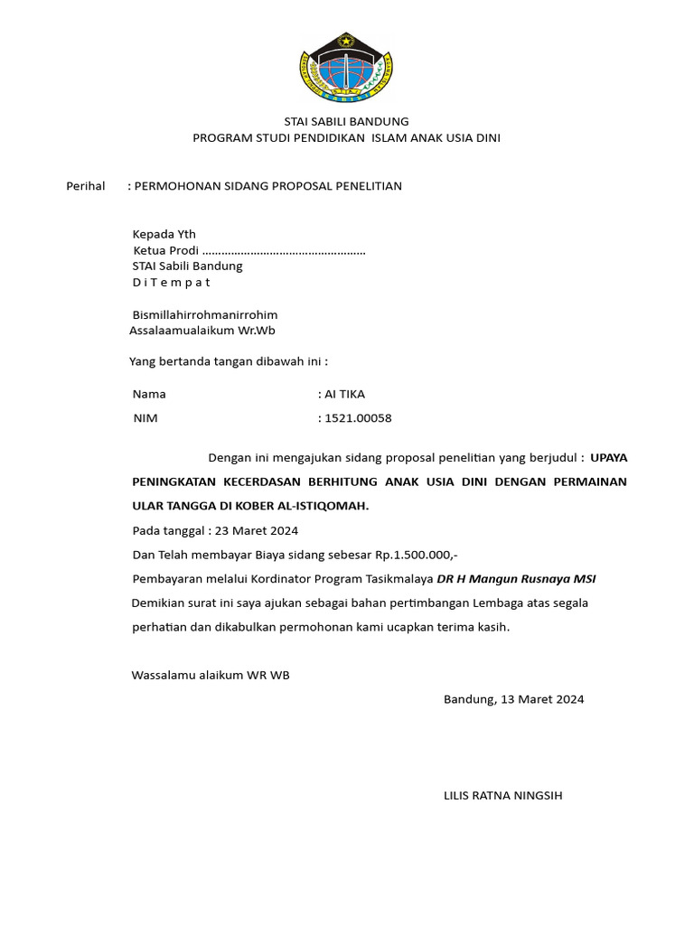 Formulir Sidang Proposal | PDF