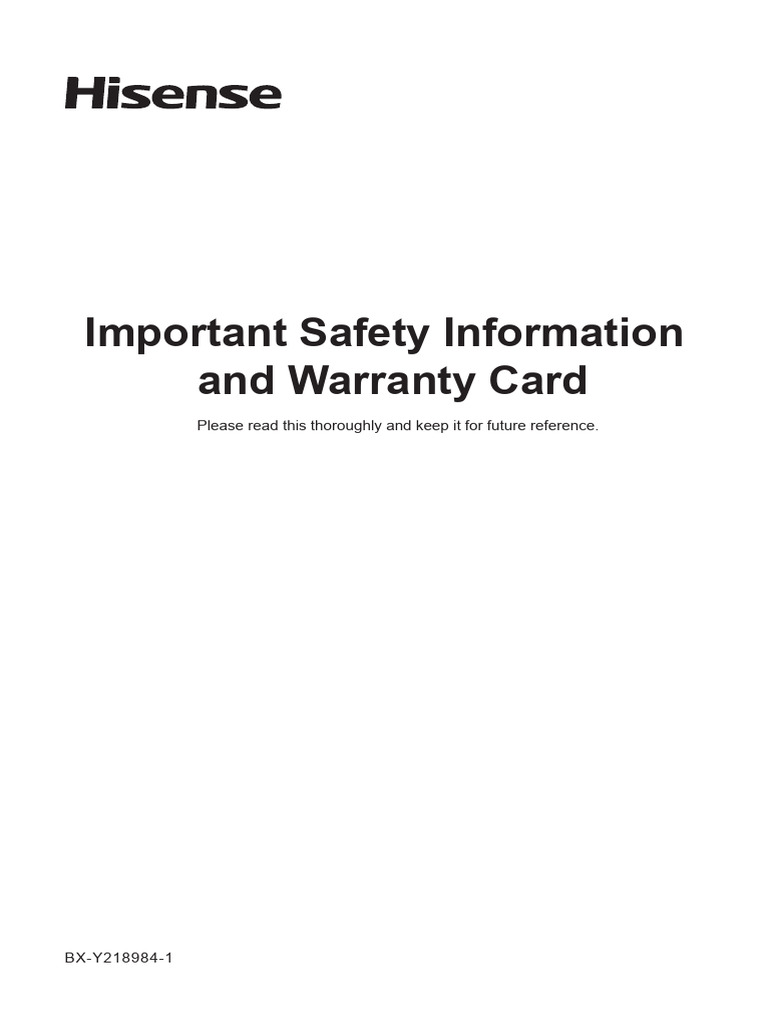 Important Safety Information and Warranty Card: Please Read This ...