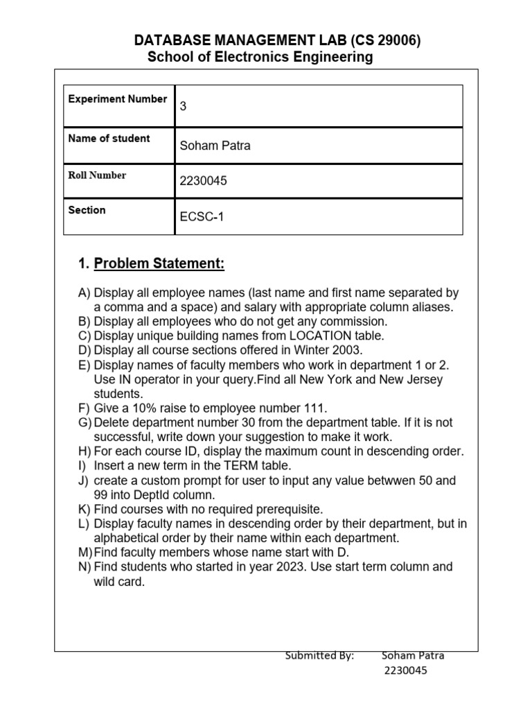 DBMS Lab3 | PDF | Databases | Computer Data