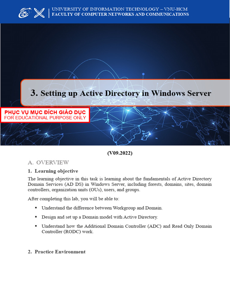 Lab 3 - Setting Up Active Directory in Windows Server | PDF | Active Directory | Microsoft Windows