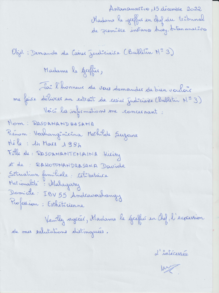 Modèle de Demande Manuscrite | PDF