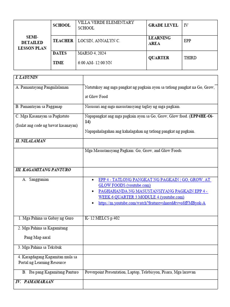 LOCSIN-LP DEMO IN FILIPINO 4 | PDF