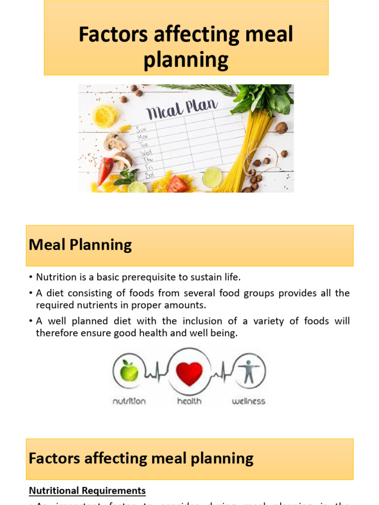 Key Factors in Meal Planning | PDF | Diet (Nutrition) | Diet & Nutrition