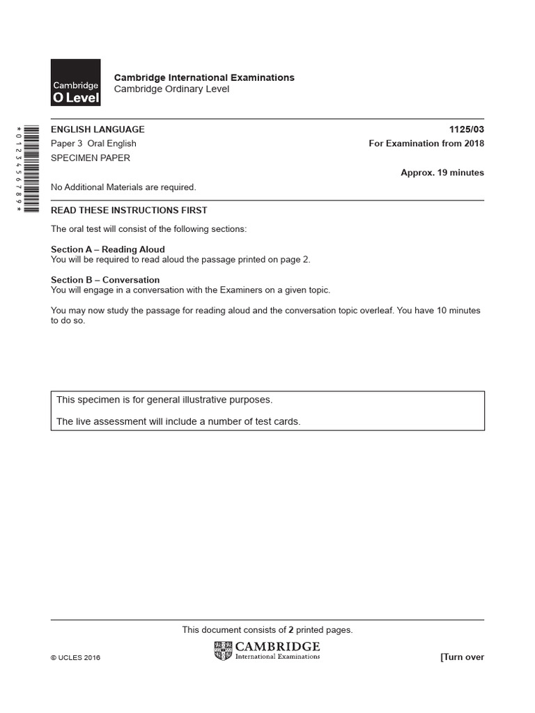 Specimen Paper 3 | PDF