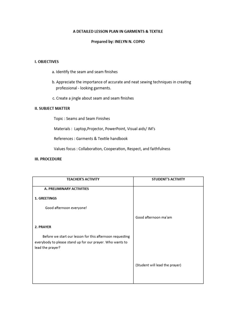 A DETAILED LESSON IN GARMENTS & TEXTILE (Copioinelyn) - WPS Office ...