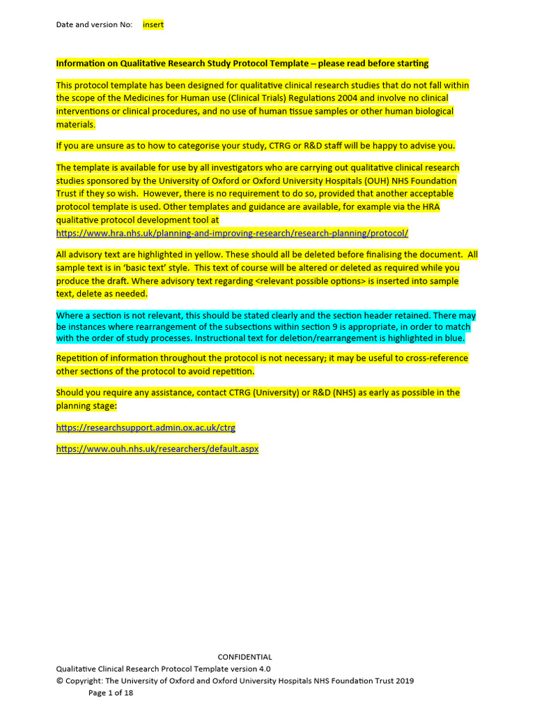 Information On Qualitative Research Study Protocol Template - Please ...