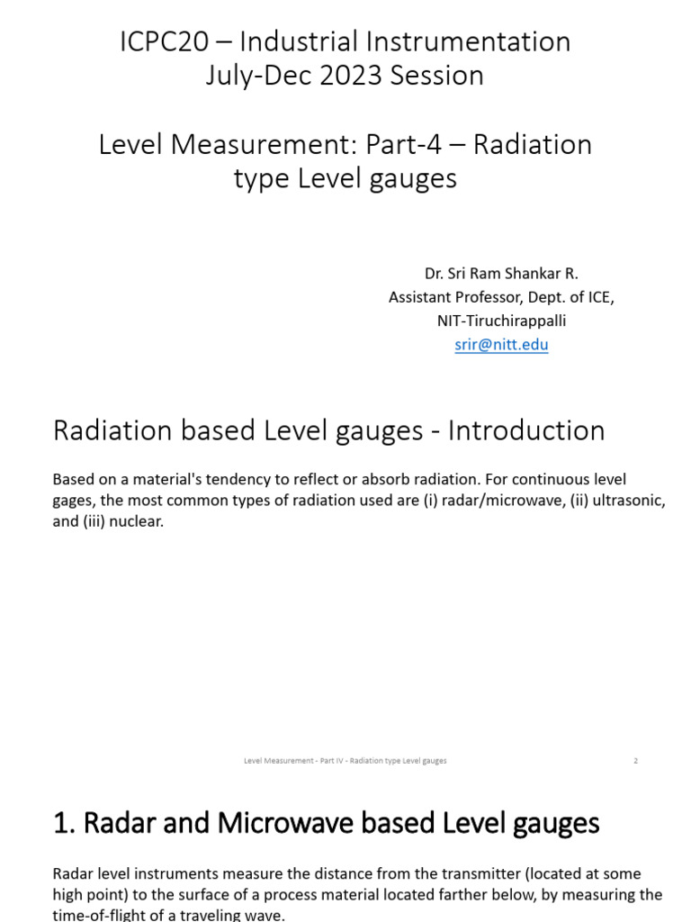 Radiation Level Measurement Methods | PDF