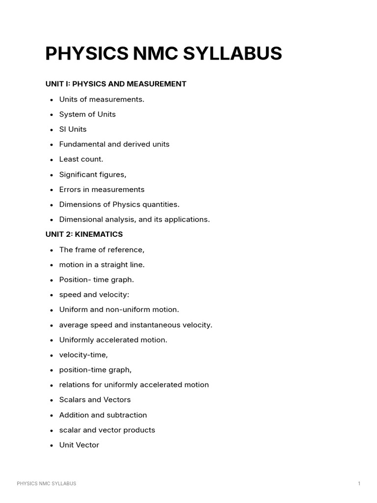 PHYSICS_NMC_SYLLABUS | PDF | Magnetic Field | Force