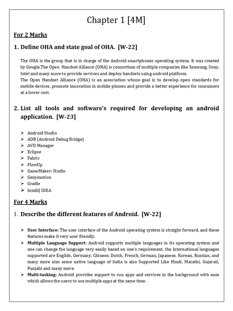 MAD All Chapter Q and A | PDF | Android (Operating System) | Installation (Computer Programs)