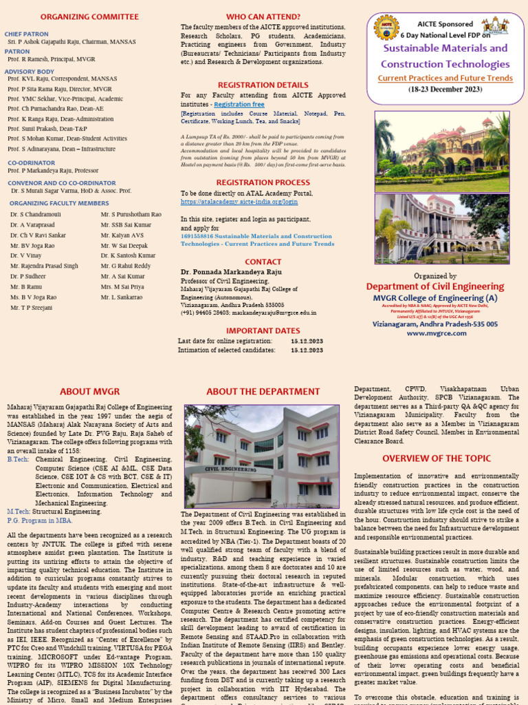 CMCT Brochure Aicte FDP 2023 | Download Free PDF | Green Building ...