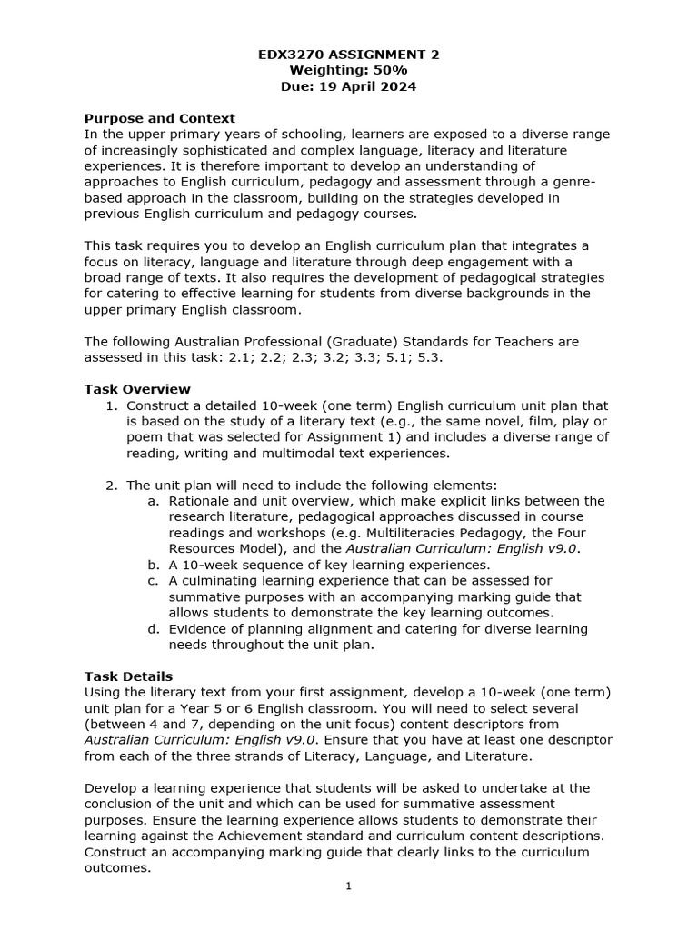 EDX3270 Assignment 2 Task Sheet (2) | PDF | Curriculum | Pedagogy