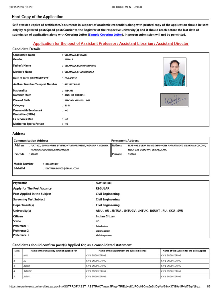 RECRUITMENT - 2023.PDF Divya Application | PDF | World Wide Web | Internet & Web