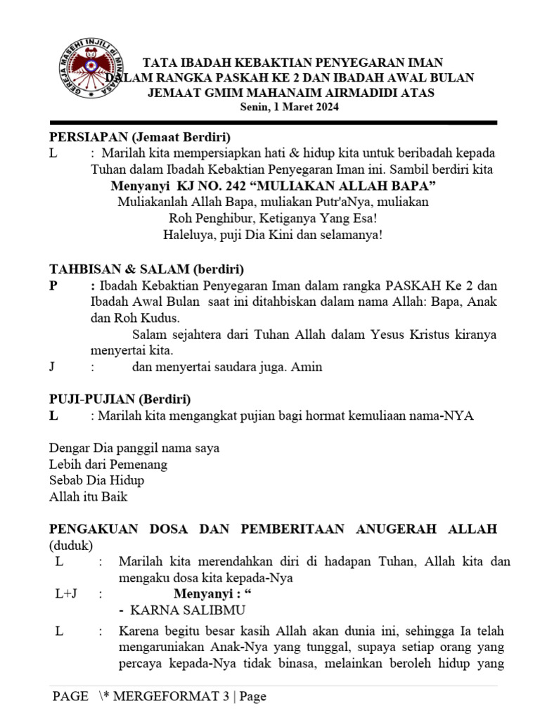 Salin-TCI KPI HUT PI & PENDIDIKAN KRISTEN, HUT JEMAAT GVMI KE 21 Revisi | PDF