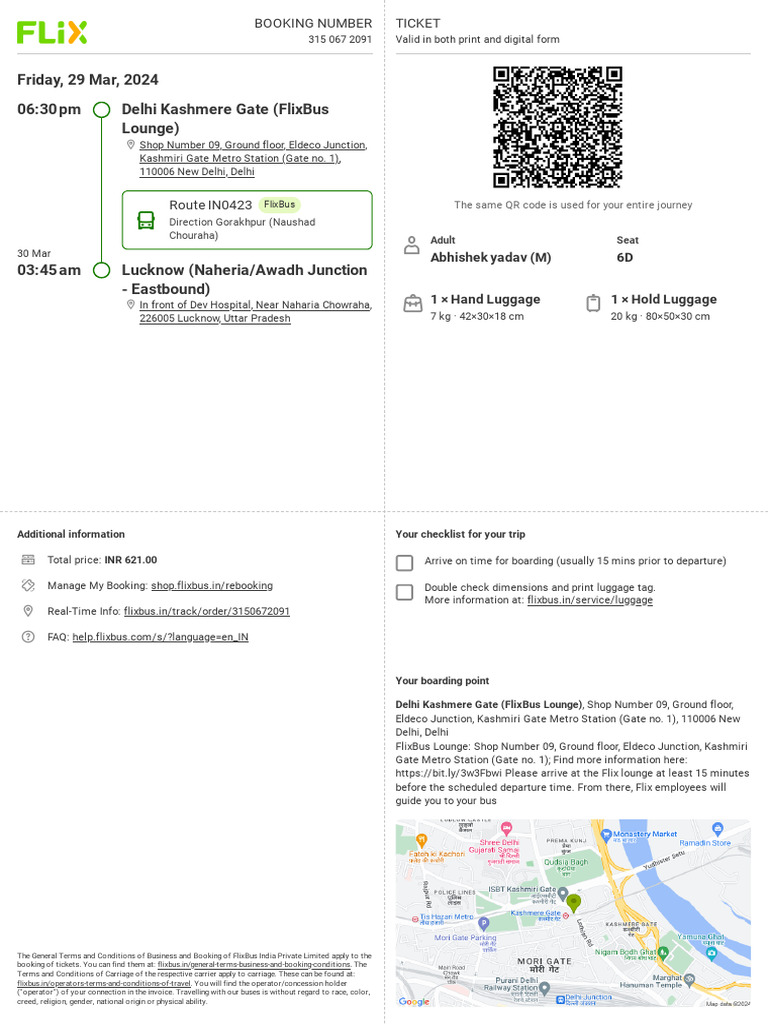 Ticket Delhi Lucknow 3150672091 | PDF | Transport | Public Transport