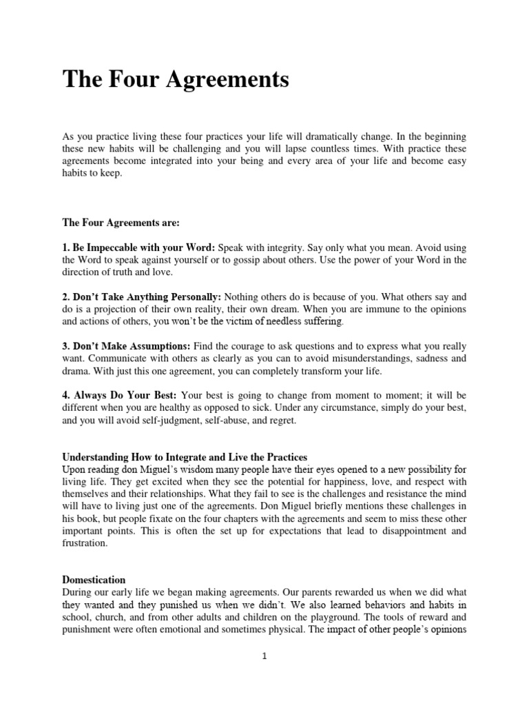 Four Agreements: A Guide to Transformation | PDF | Habits | Mind