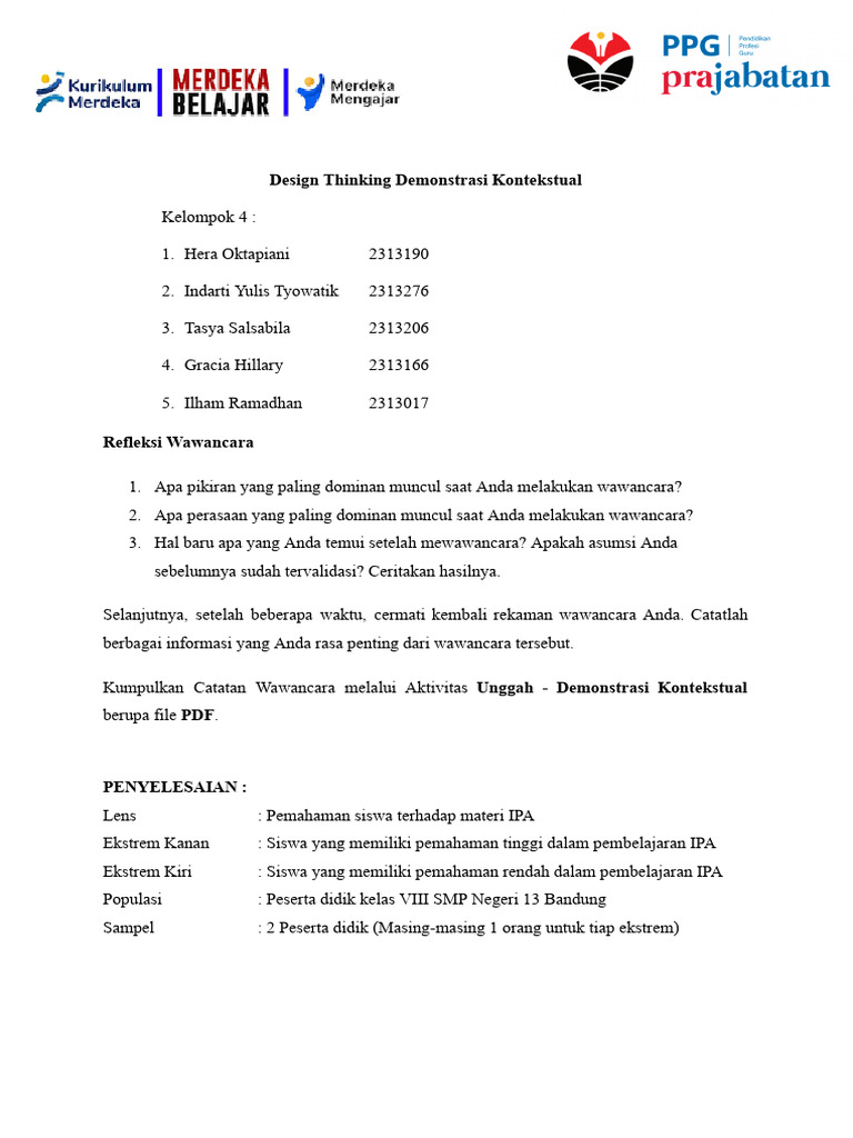 Design Thinking Topik 2 Demonstrasi Kontekstual | PDF