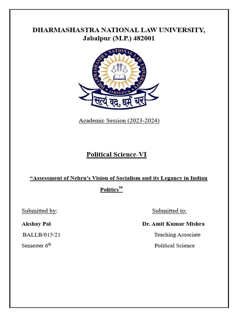 Akahay Project of PS 6 | PDF | Socialism | Jawaharlal Nehru